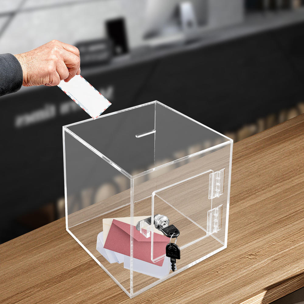 thinkstar Cash Box Clear Donation Box Acrylic Ballot Box W/ Key ... thinkstar Cash Box Clear Donation Box Acrylic Ballot Box W/ Key ...