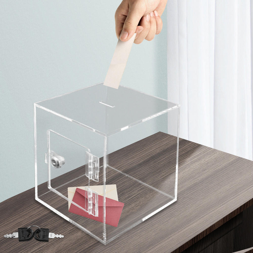 thinkstar Cash Box Clear Donation Box Acrylic Ballot Box W/ Key ... thinkstar Cash Box Clear Donation Box Acrylic Ballot Box W/ Key ...