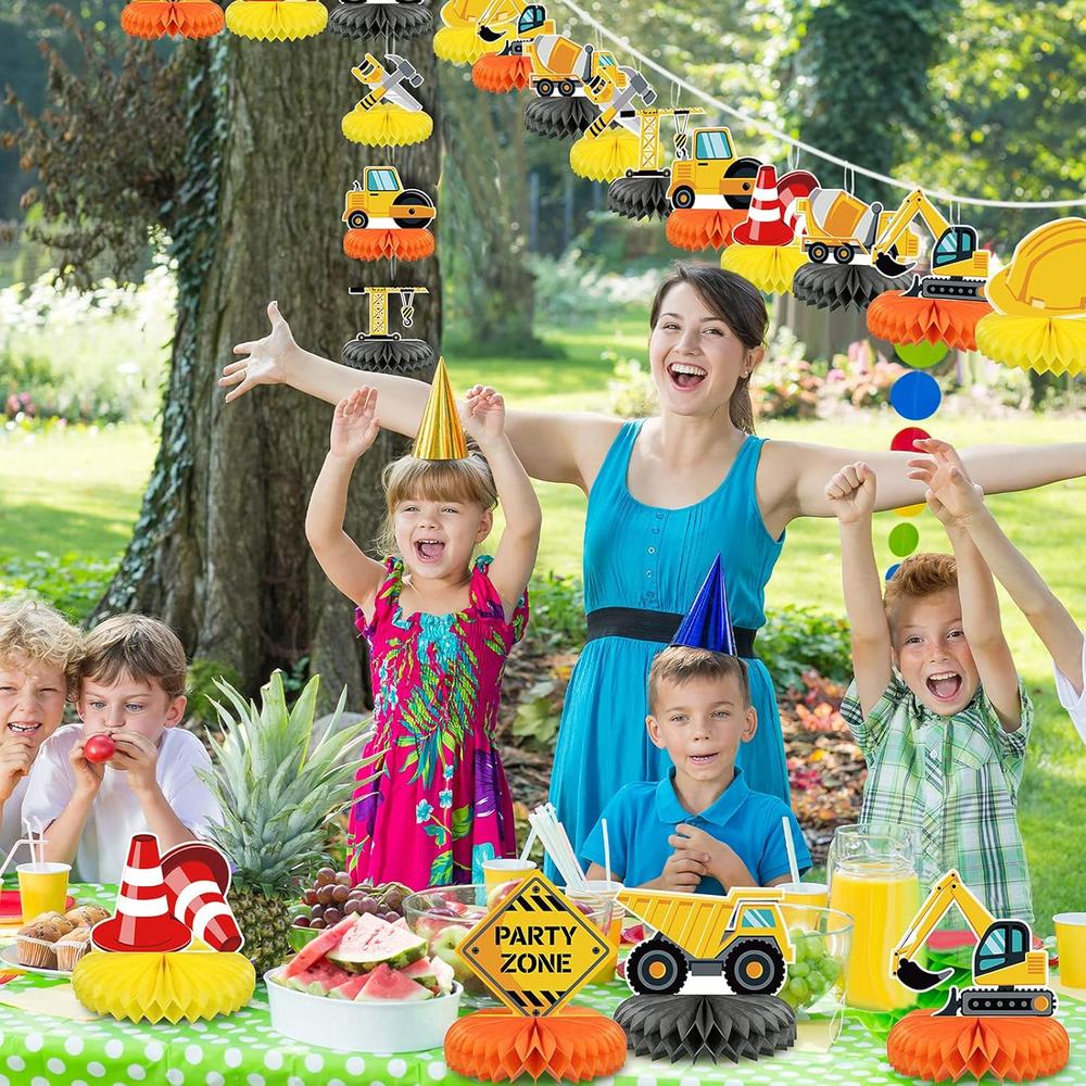 Thinkstar 9 Pieces Construction Party Centerpieces Honeycomb Car