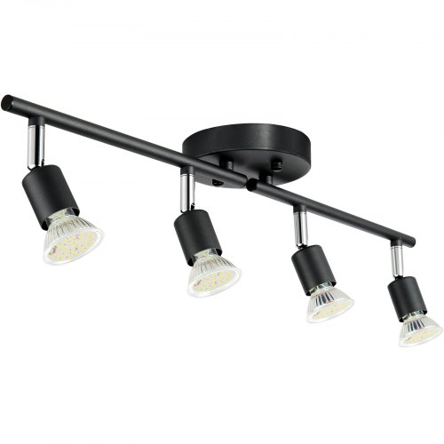 VEVOR 4-Light LED Track Lighting Kit, Ceiling Spot Light with Rotatable ...