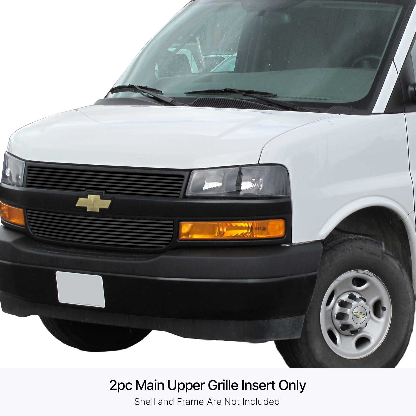 APS 2003-2020 Chevy Express Van Black Stainless Steel Billet Grille 8x6 ...