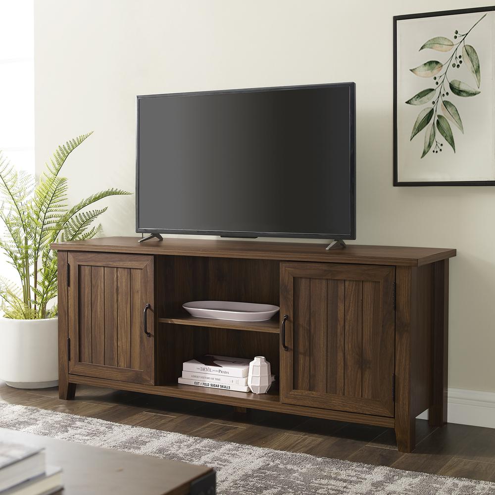 Walker Edison 58 Modern Farmhouse TV Stand - Dark Walnut for sale | Las ...