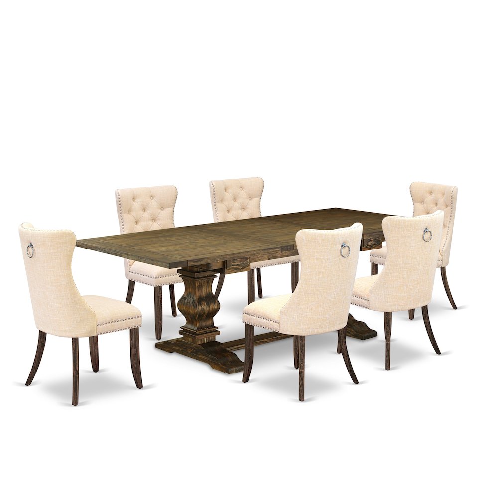 East West Furniture 7 Piece Kitchen Set Consists of a Rectangle Dining ...