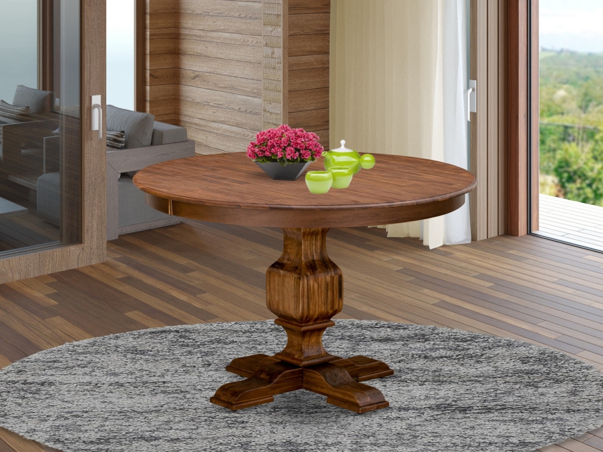 GSI Homestyles 48 in. Ferris Round Dining Table with Pedestal & Rustic Rubberwood Table ...