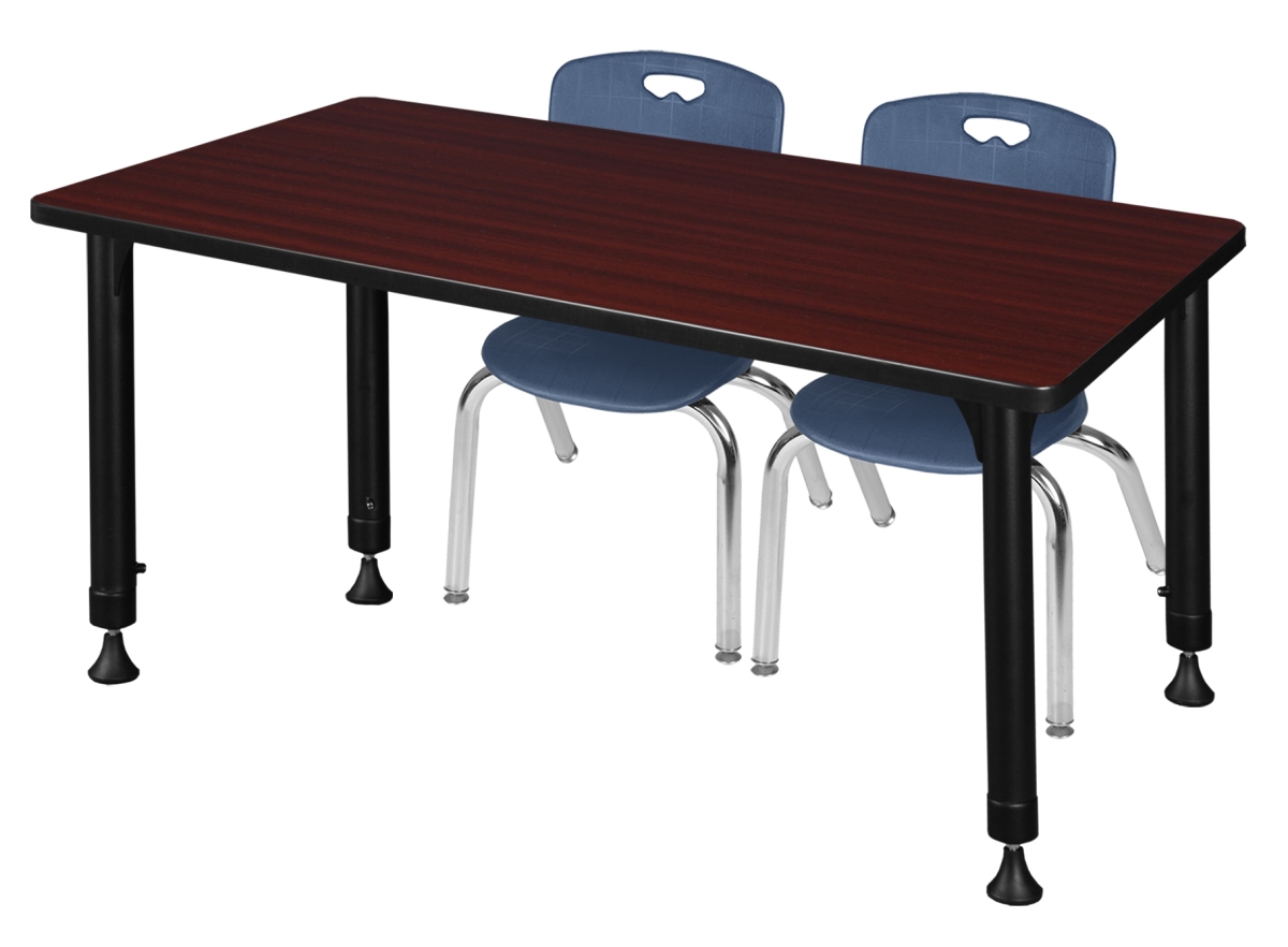 GSI Homestyles 48 x 24 in. Kee Height Adjustable Classroom Table, Mahogany & 2 Andy 12 in. Stack ...