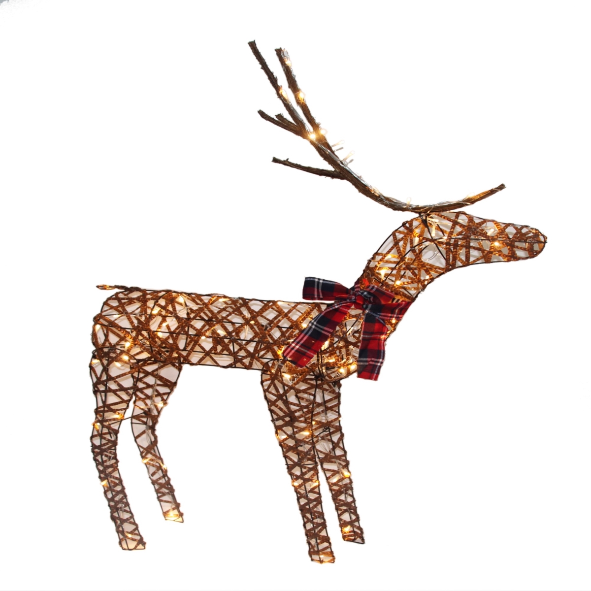 Northlight 35681655 47 in. LED Lighted Standing Rattan Reindeer Outdoor Christmas Decoration