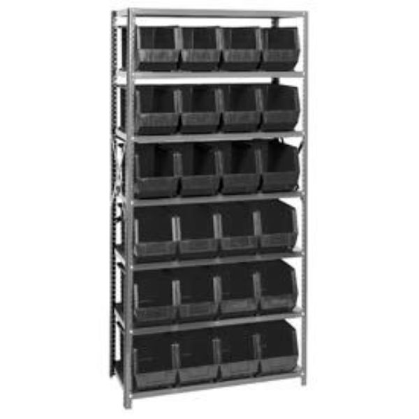 Quantum Storage Systems 268942BK QSBU-265 Steel Shelving with 24 Giant Stacking Bins, Black - 18 ...