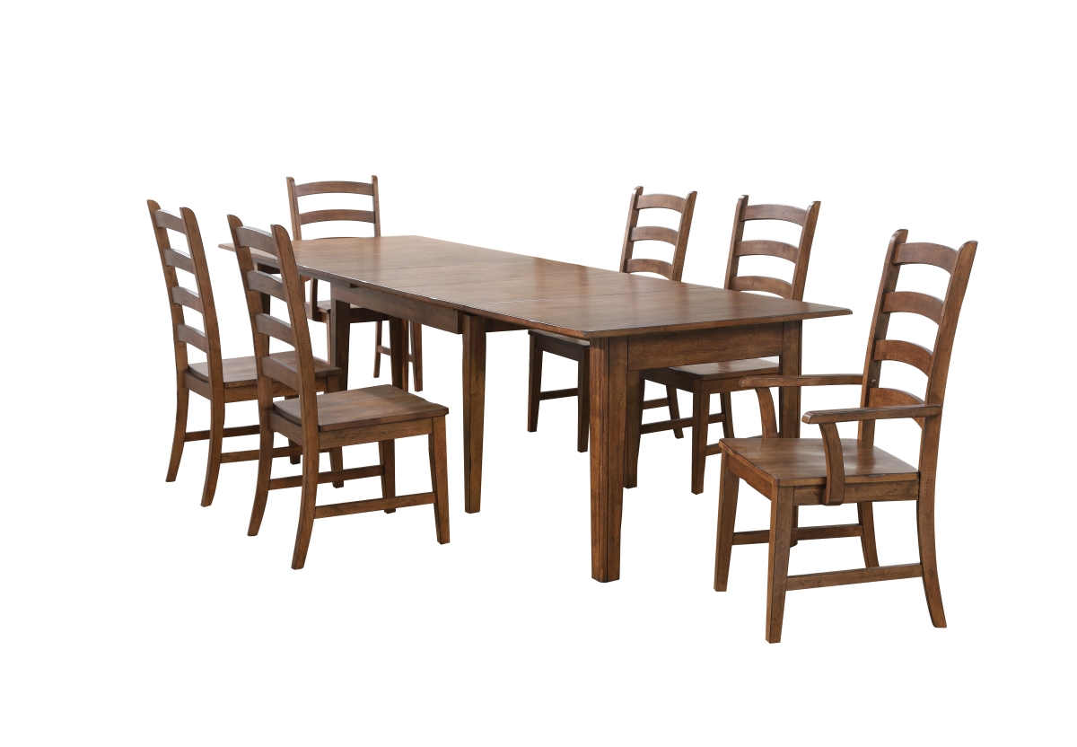 Fine-line Simply Brook Rectangular Extendable Dining Table Set - Amish Brown 7 Piece