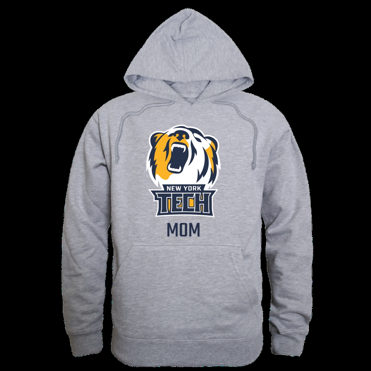 FinalFan York Institute of Technology Bears Mom Hoodie, Heather Grey - 2XL