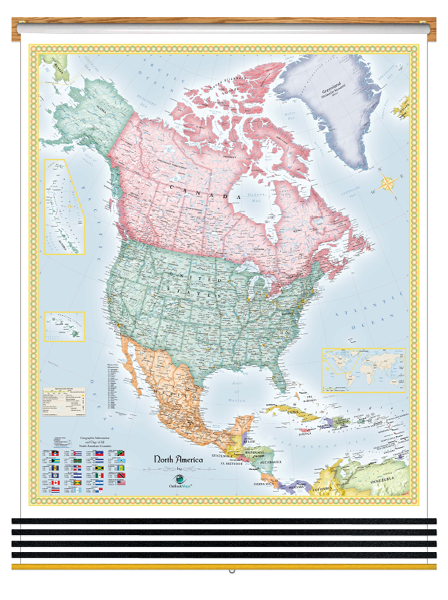 Made4Fun Political 5 Continent Maps - Classroom Pull Down - 5 Map Bundle