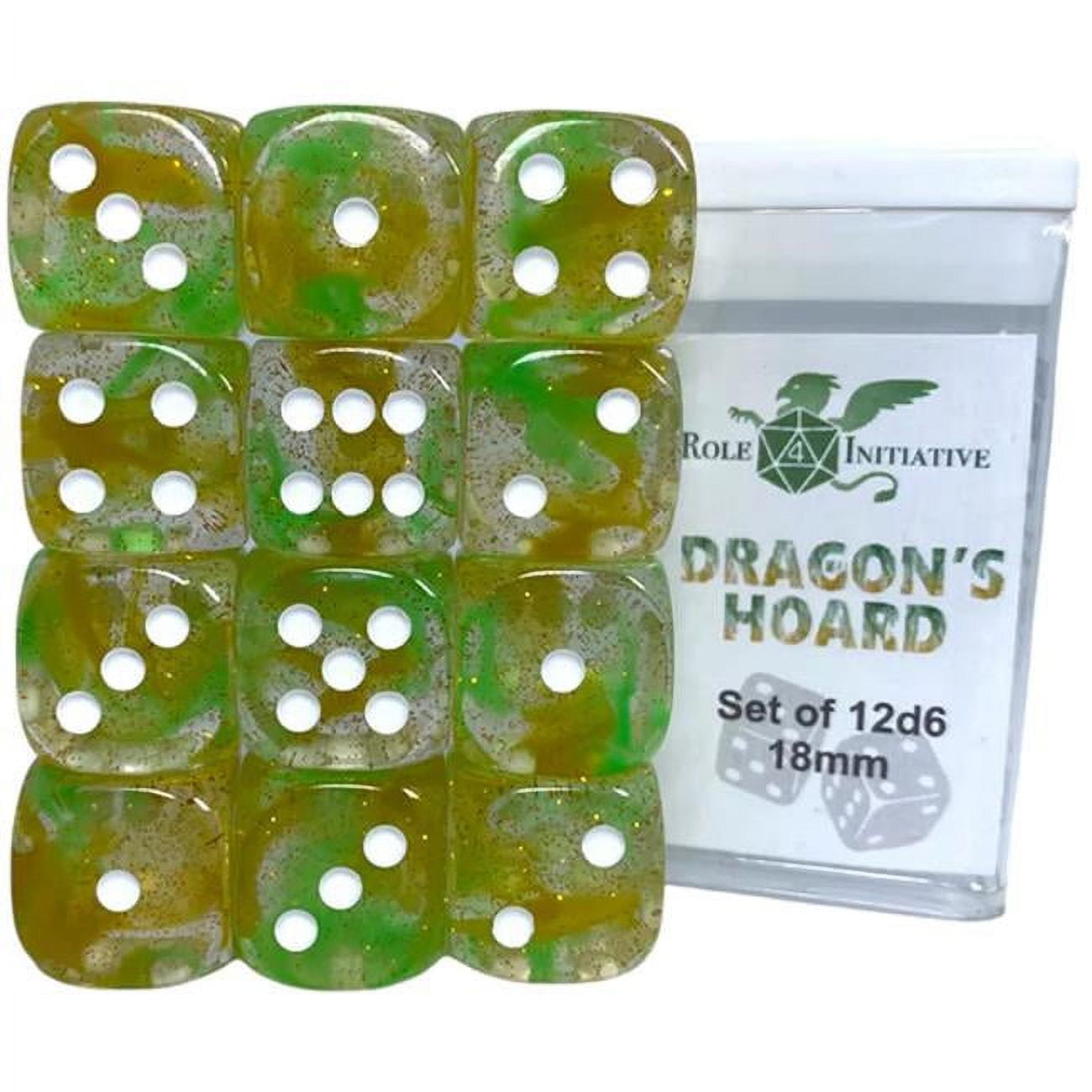Otium Designs D6 Cube Dice Set - 18 mm Diffusion Dragons Hoard 12