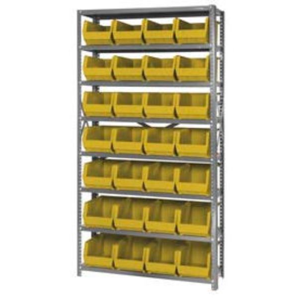 Quantum Storage Systems 268937YL QSBU-240 Steel Shelving with 28 Giant Stacking Bins, Yellow ...