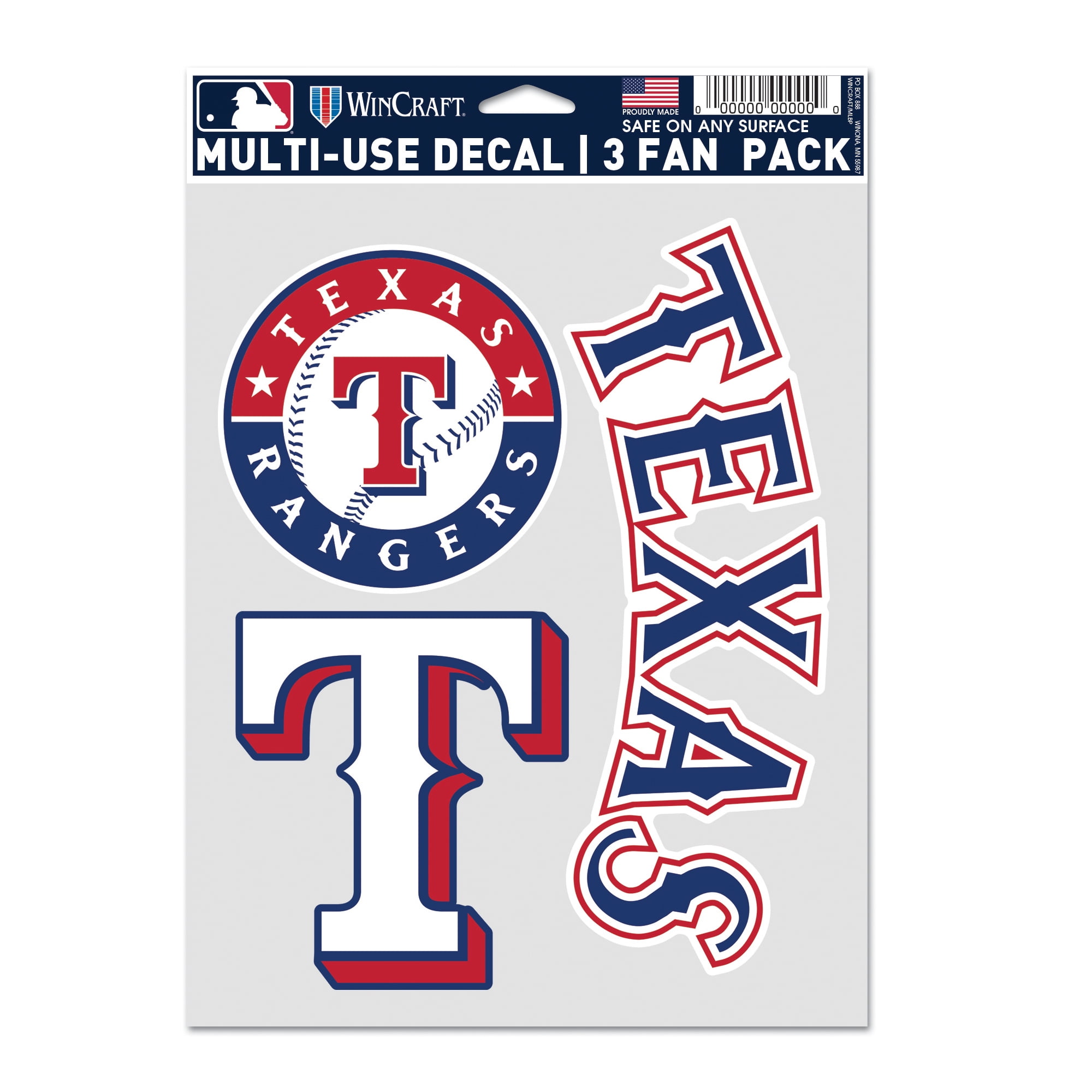 Wincraft 9416607035 MLB Texas Rangers Decal Multi Use Fan - Pack of 3