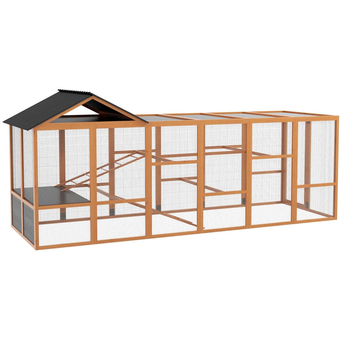 212 Main D51-363V00OG 49 x 48 x 12.5 in. PawHut Wooden Chicken Coop Run for 6-10 Chickens, Hen ...