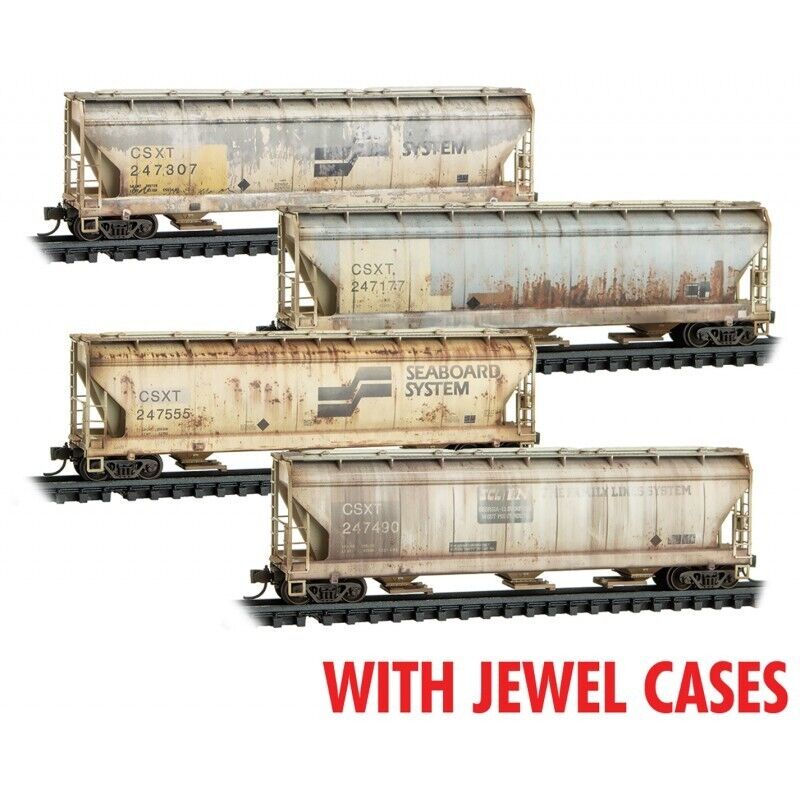 Micro-Trains MTL98305071 N Scale CSX CVD Family Lines Weathered 3-Bay Covered Hopper Model Train ...