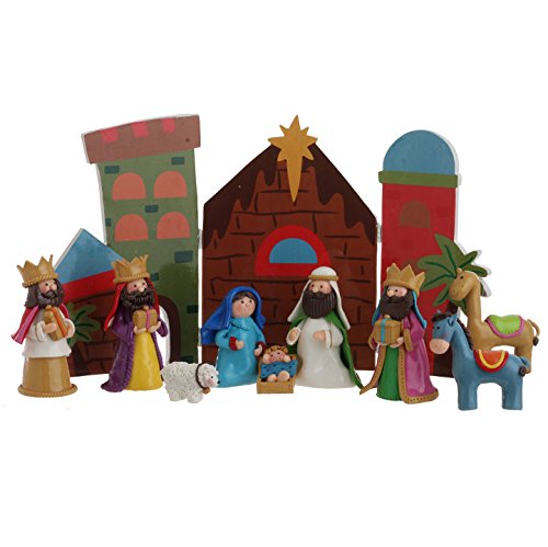 Raz Imports 10-piece Set, Claydough Christmas Nativity Set with Creche ...