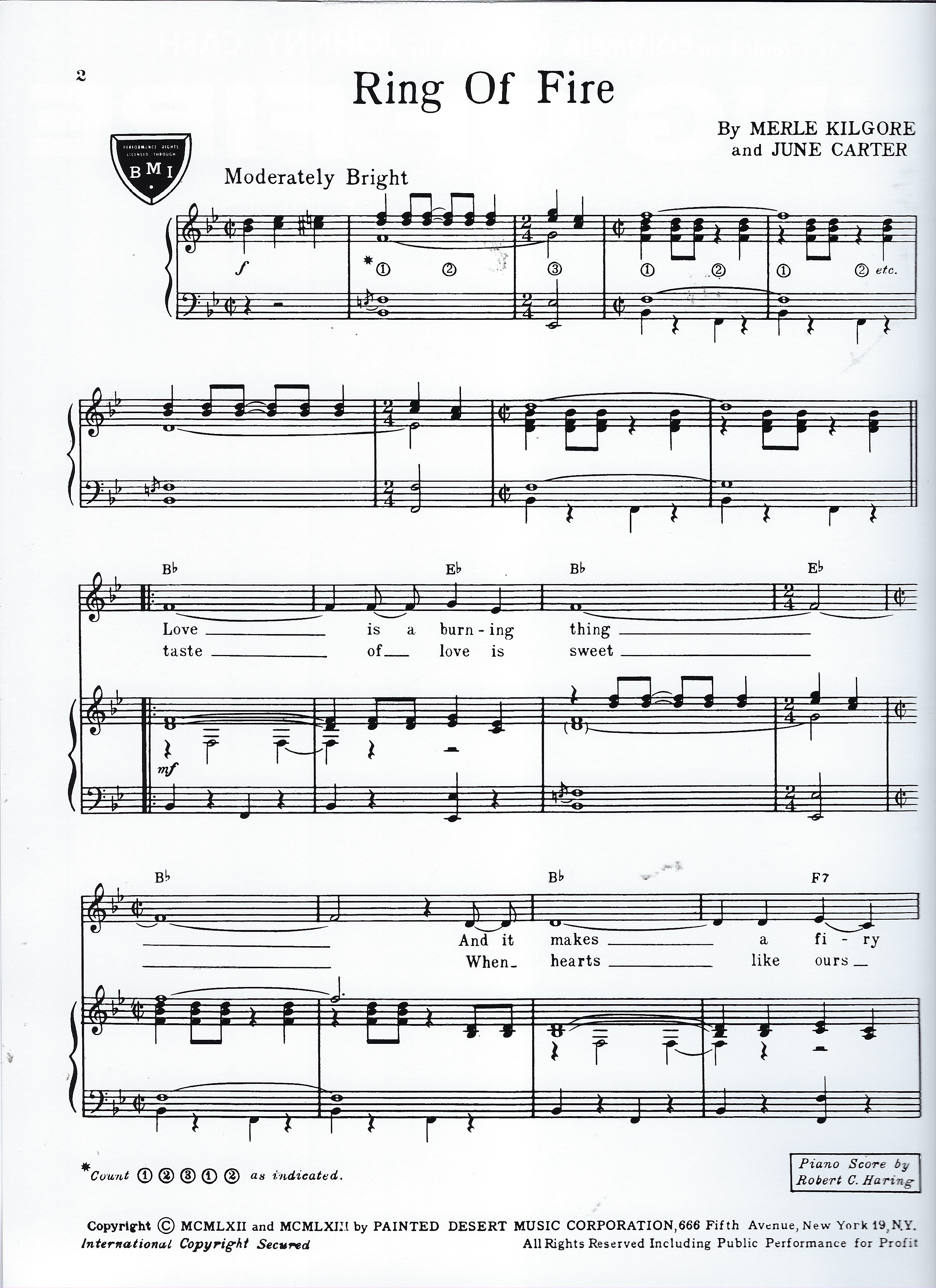 Hal Leonard Corp 2117220 Johnny Cash Ring Of Fire Sheet Music