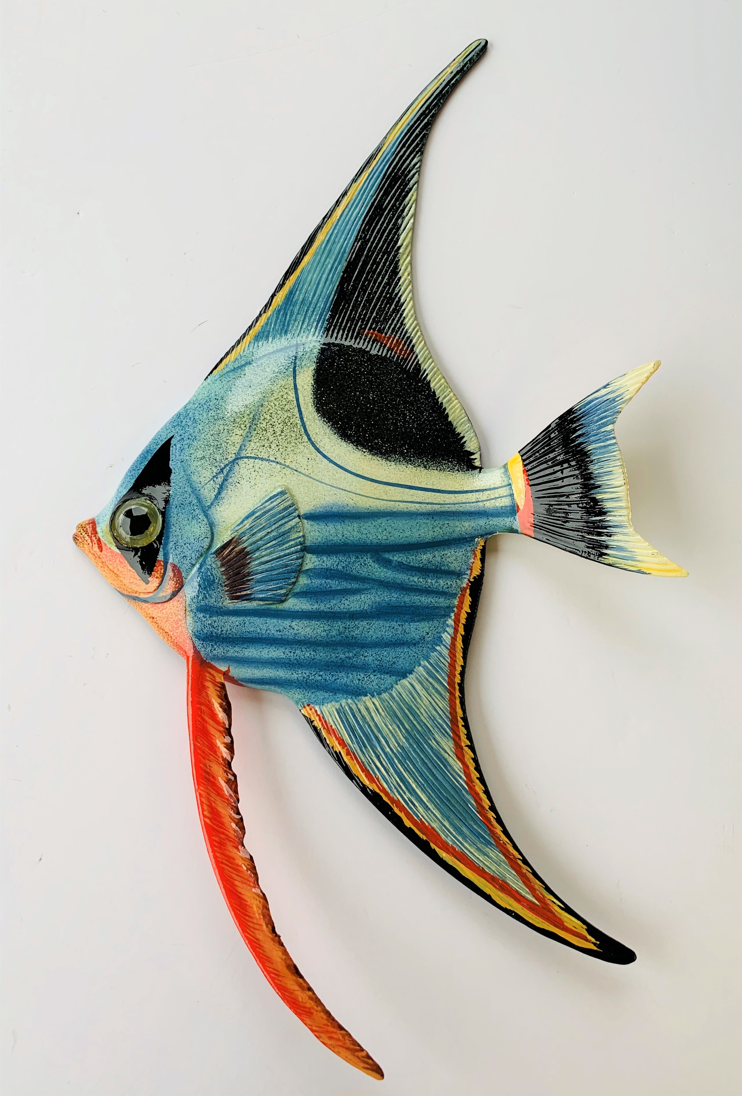 Charlotte International Blue Orange White Angel Fish Hanger Wall Decor ...
