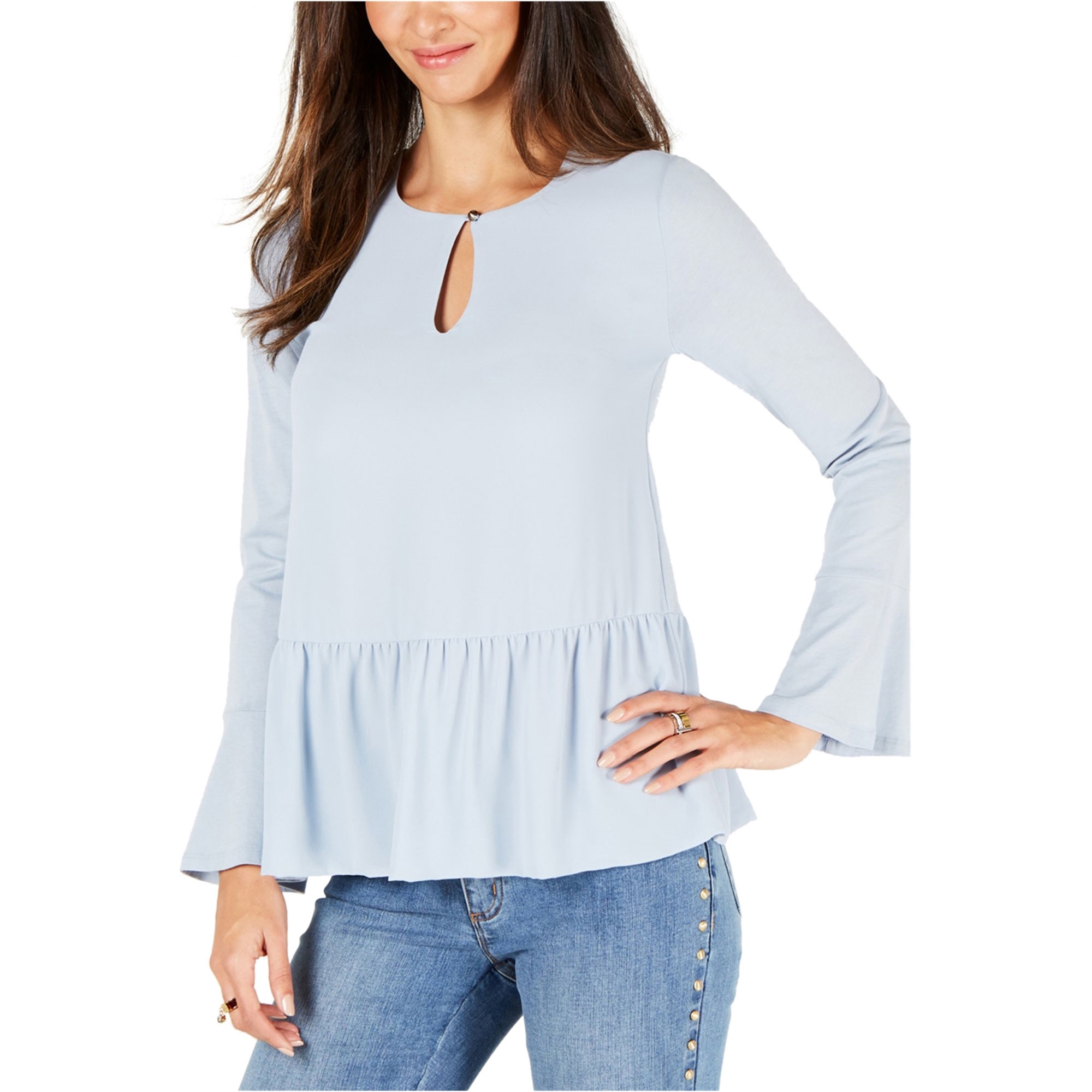 Michael Kors Womens Ruffled Pullover Blouse