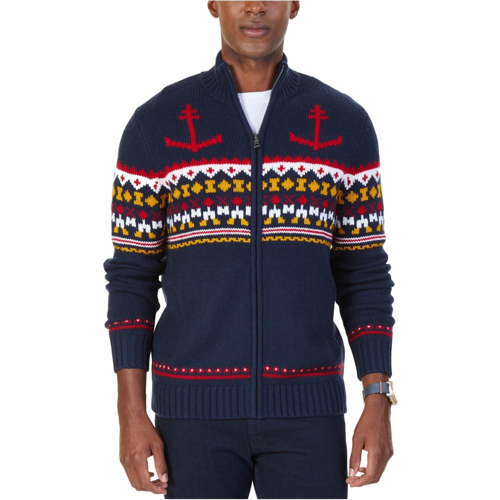 Nautica Mens Anchor Fair Isle Cardigan Sweater nautica-mens-anchor-fair-isle-cardigan-sweater