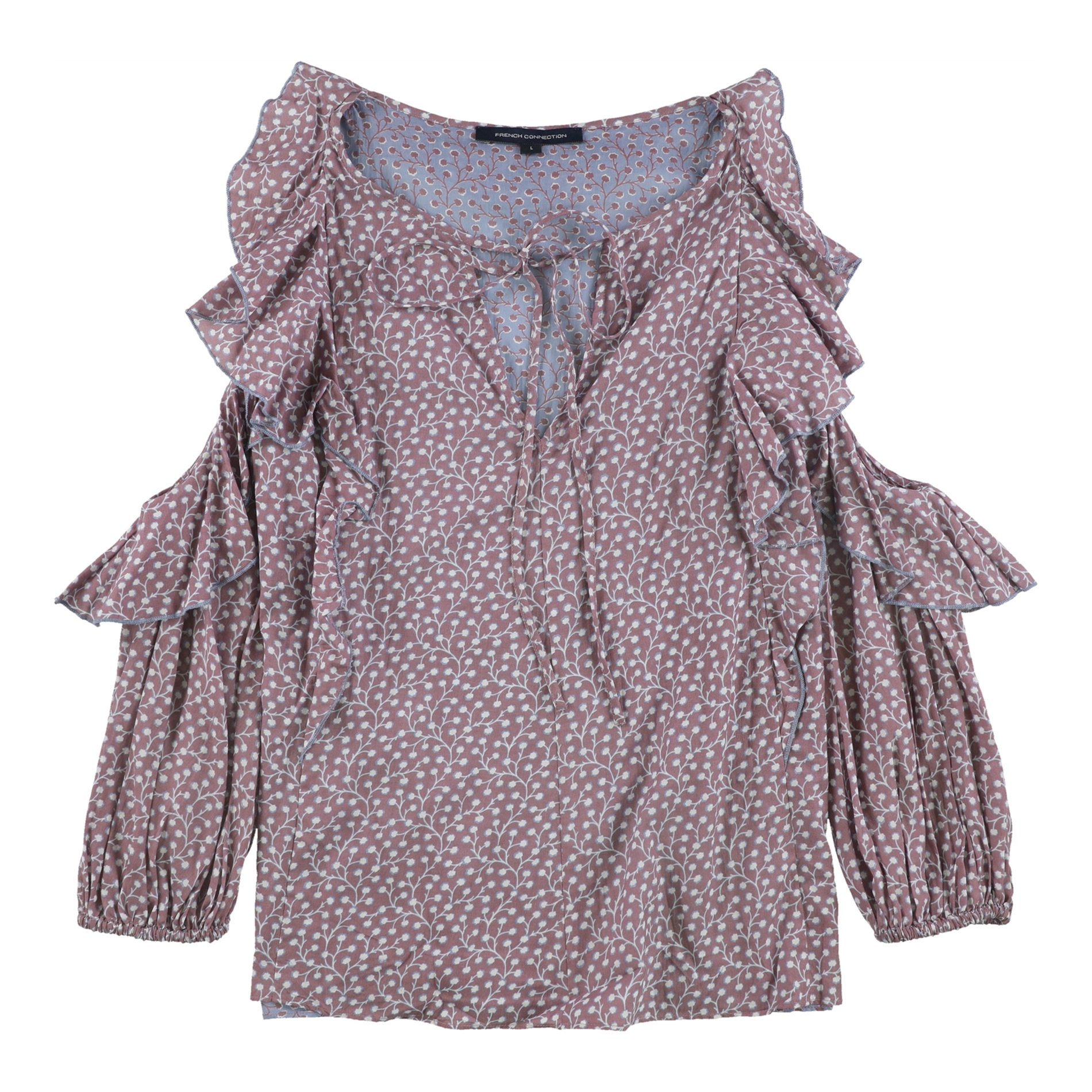French Connection Womens Tie-Front Ruffled Blouse