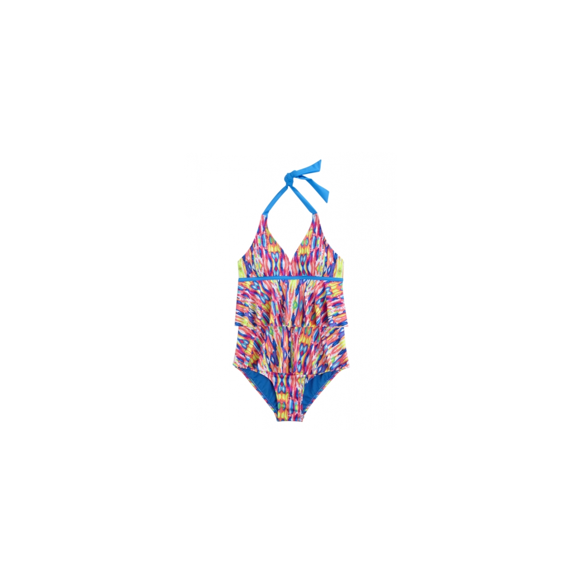 Justice Girls Tie Dye Ruffle One Piece Halter Top Swimsuit
