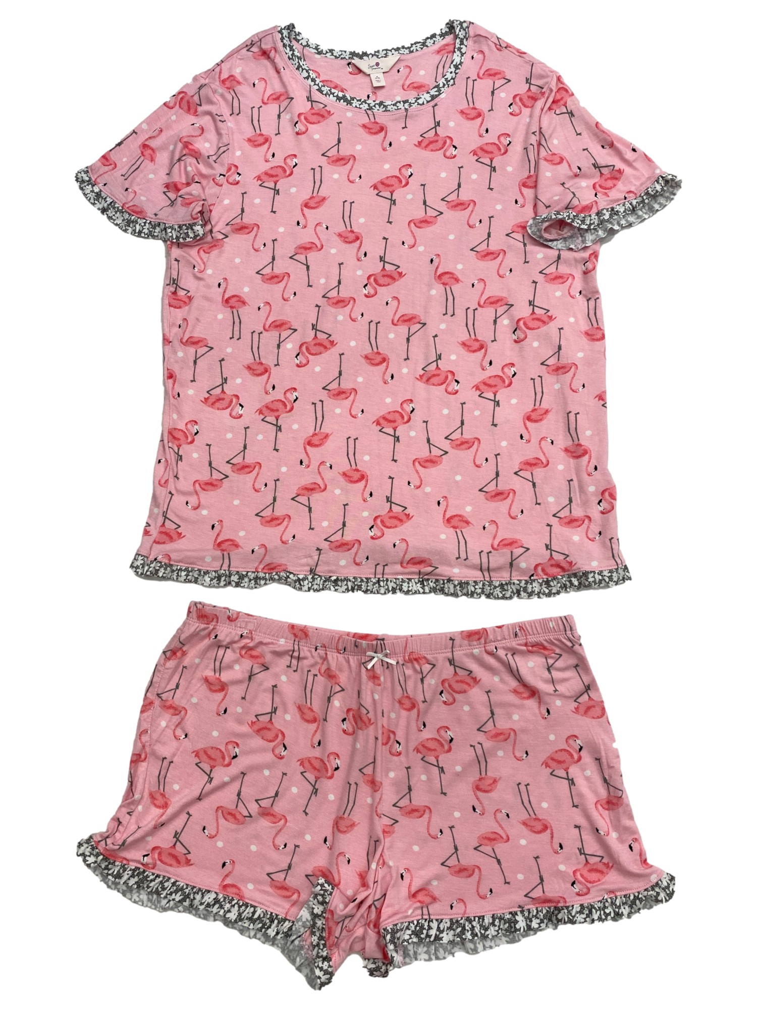 Secret Treasures Womens Lightweight Pink Flamingo Pajamas Shorts & Tee ...
