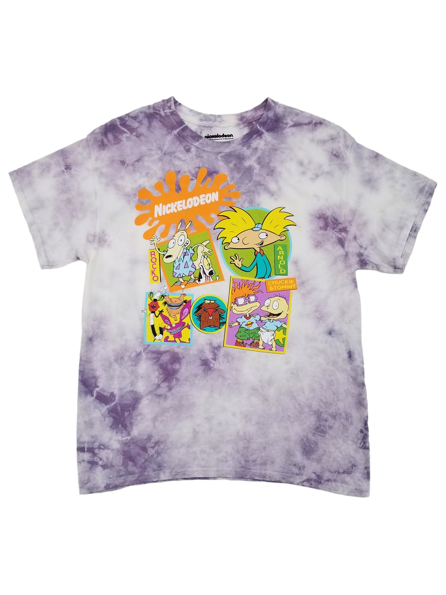 Nickelodeon Mens Purple Tie-Dye 90s Nicktoons Short Sleeve T-Shirt
