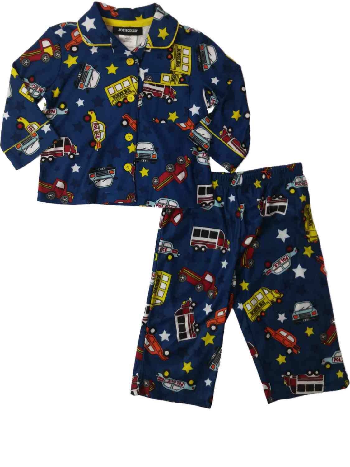 Joe Boxer Infant Boys Navy School Bus Police Car Pickup Truck Flannel ...