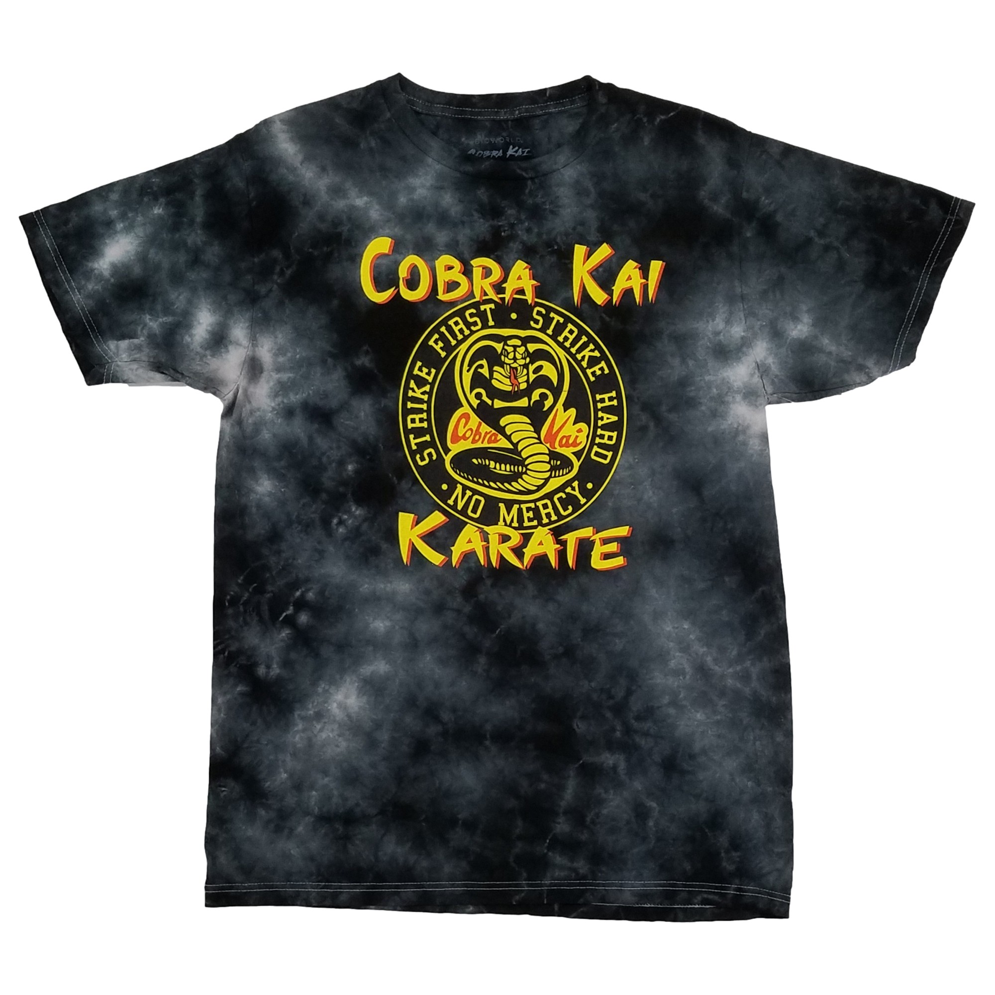 Cobra Kai Mens Black Dye Karate Graphic Tee Short Sleeve Crew Neck T-Shirt