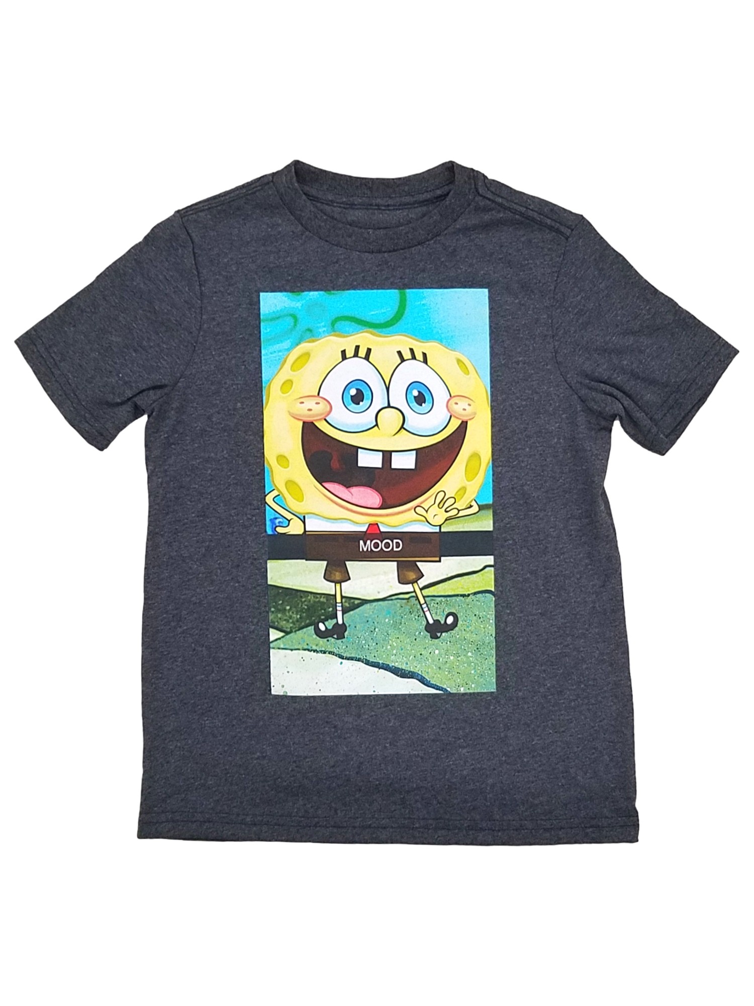 Nickelodeon Boys Gray SpongeBob "Mood" Short Sleeve T-Shirt Tee Shirt