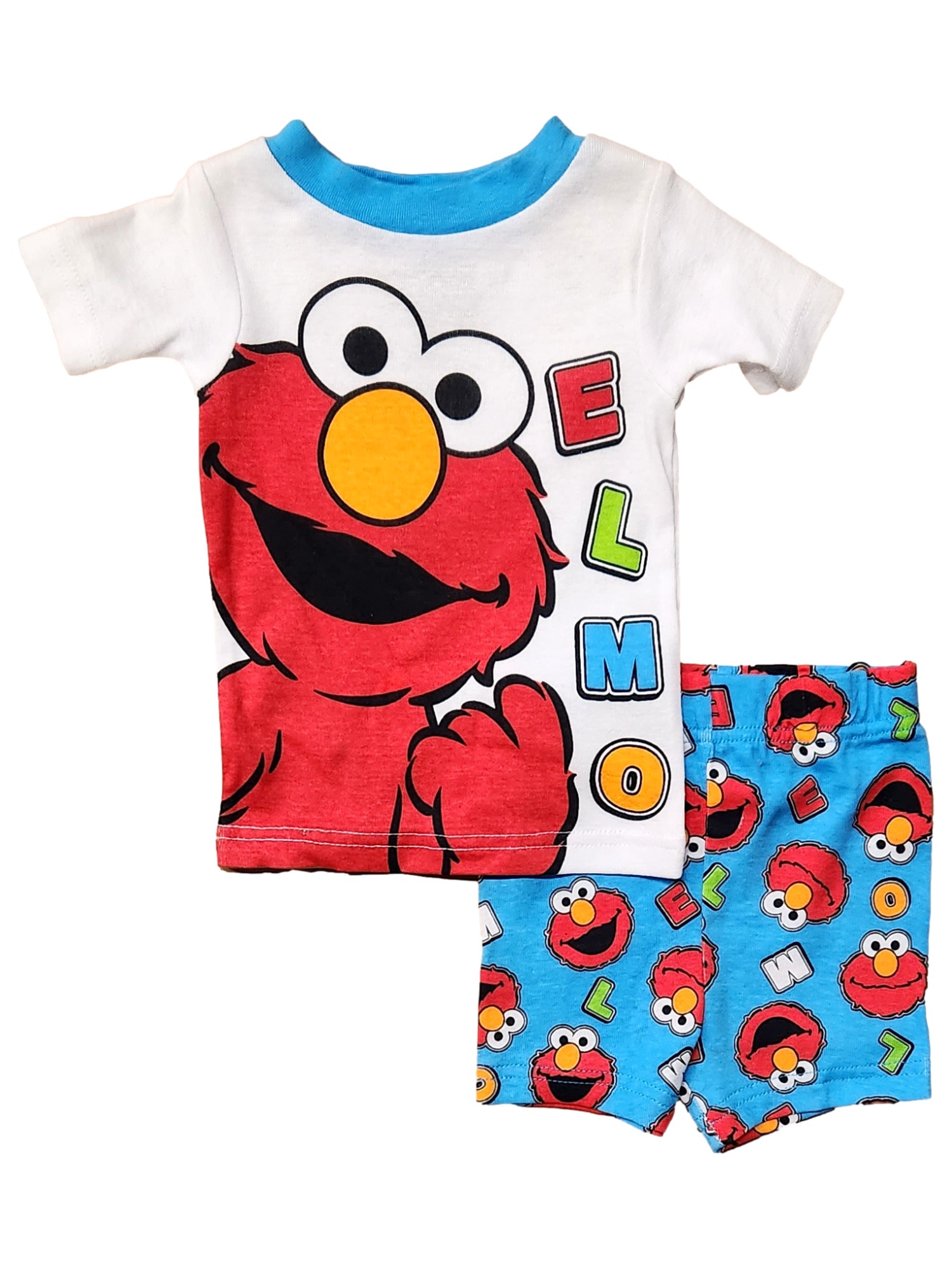 Sesame Street Infant Boys Blue & White Elmo Sesame Street Pajamas 9m