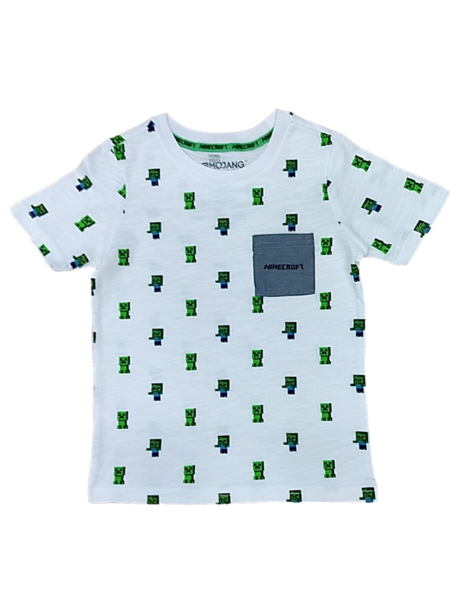 Minecraft Boys White Minecraft Creeper & Zombie T-Shirt Mine Craft ...