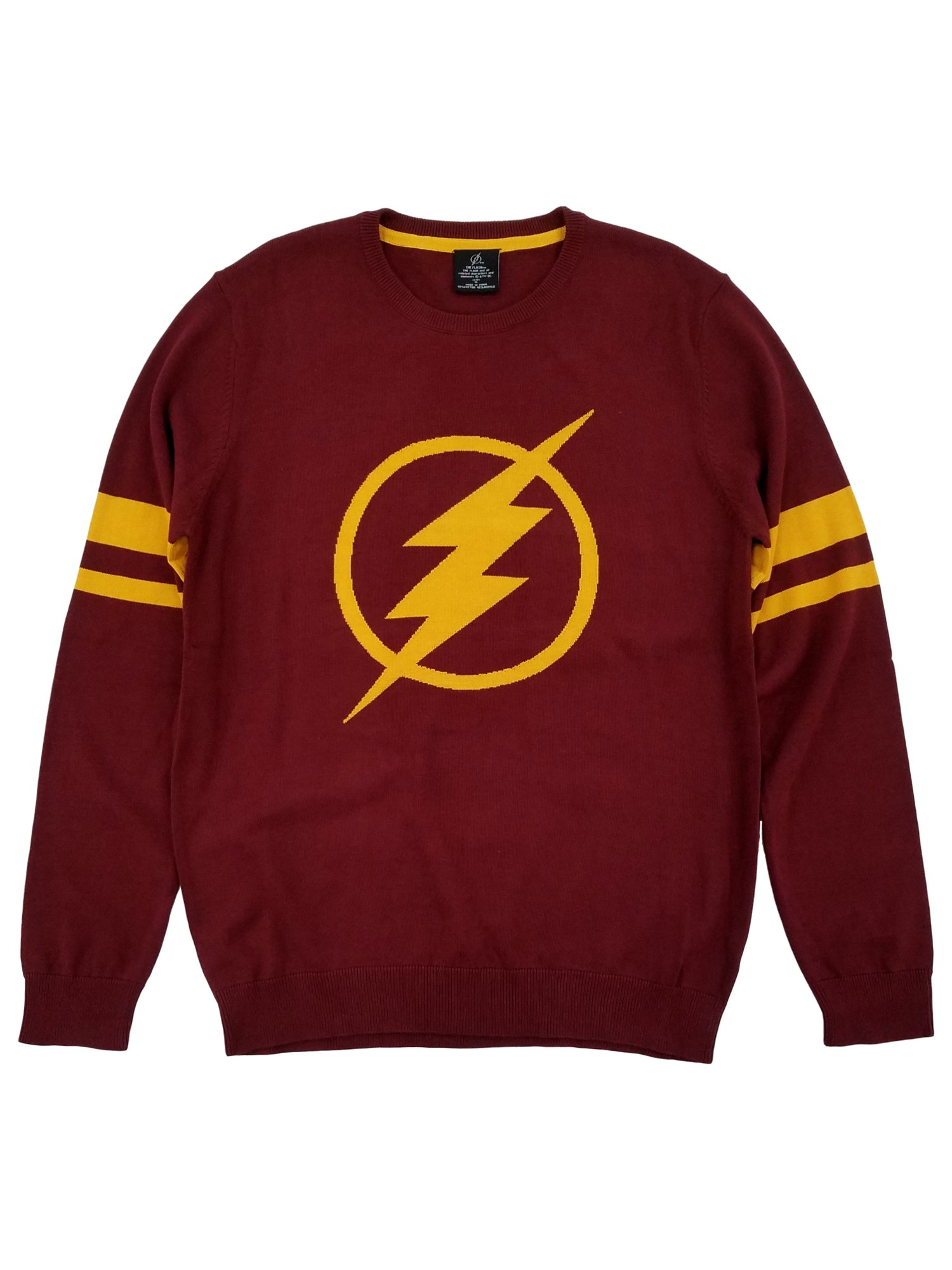 The Flash Mens Maroon TV Series Logo Lightweight Jacquard Sweater X-Large