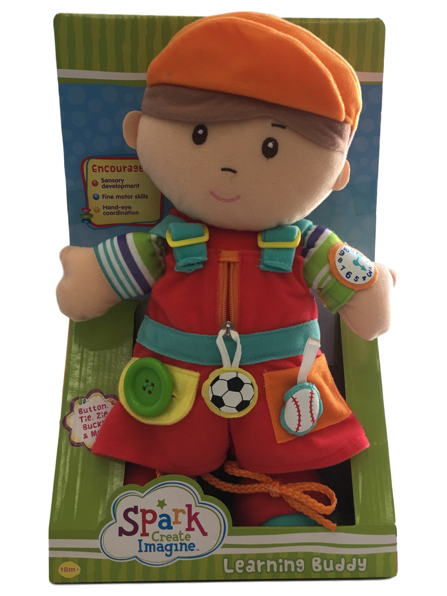 Spark Create Imagine Plush 14 inch Learning Buddy Boy Doll with Orange Cap