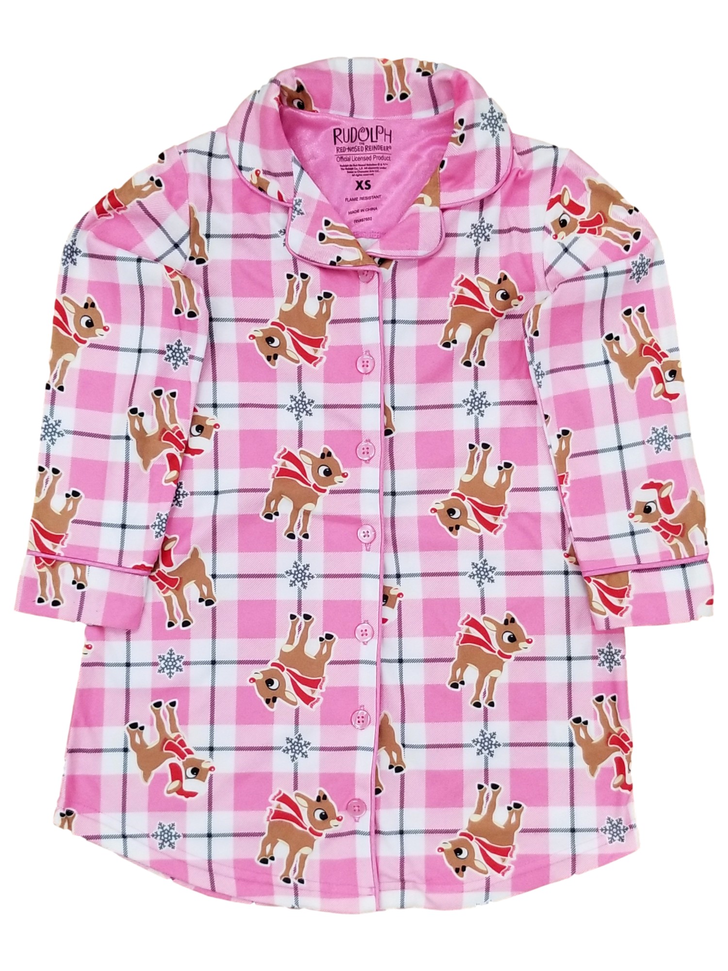 Rudolph Girls Rudolph Red Nosed Reindeer Pink Plaid Christmas Holiday ...