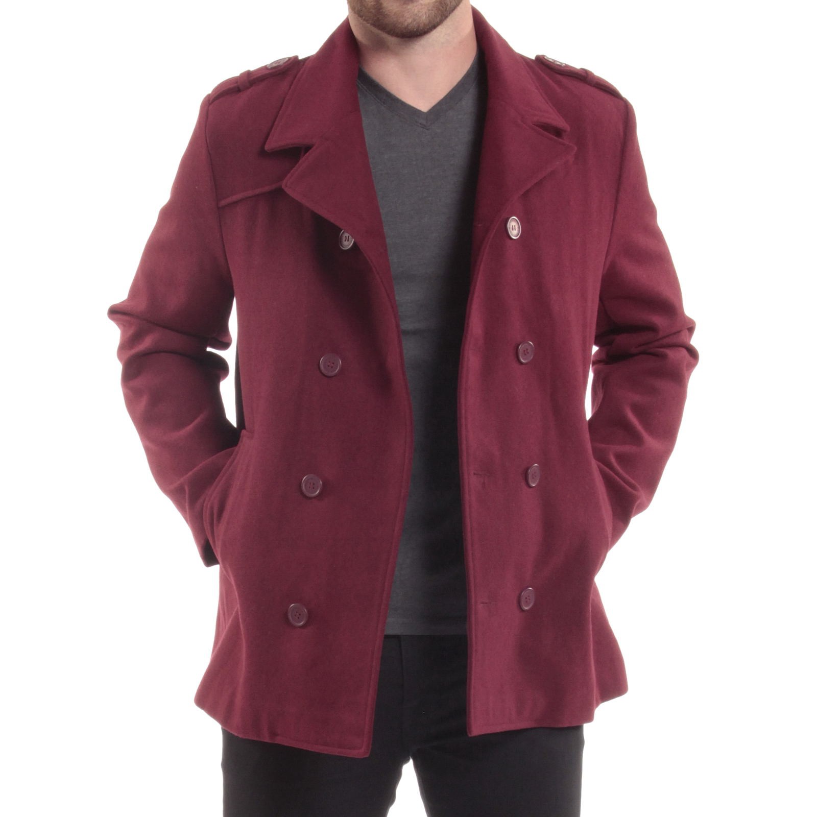 Alpine Swiss Jake Mens Pea Coat Wool Blend Double Breasted Dress Jacket ...