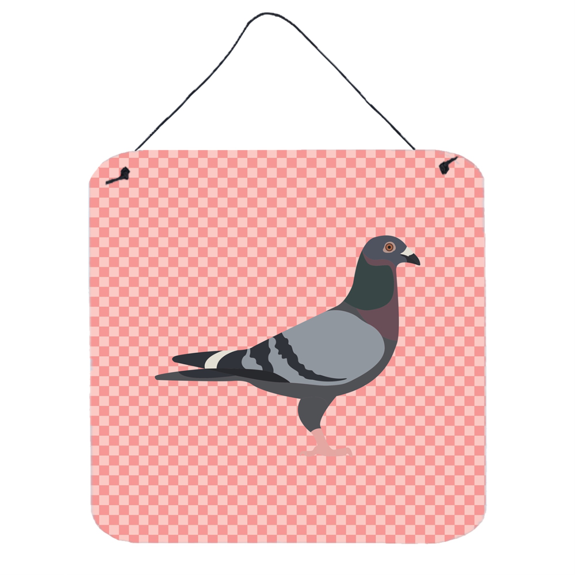 Caroline's Treasures Pink Racing Pigeon Check Metal Print, 6 H x 6 W