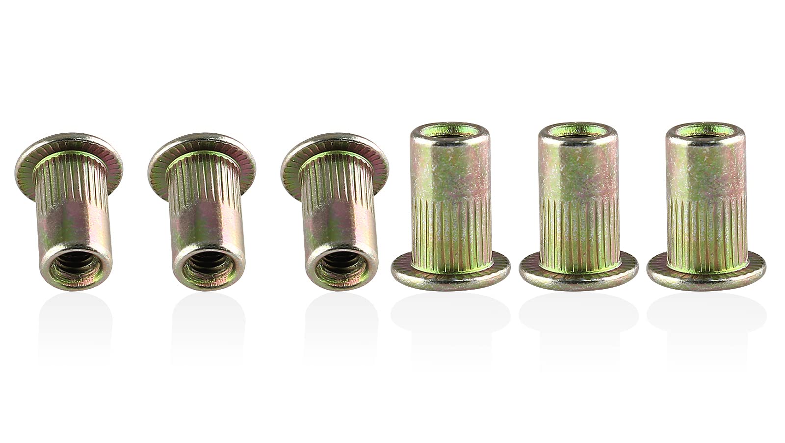 Mecion 25Pcs Rivet Nuts, Carbon Steel Rivet Nut Assortment Kit M3 Flat ...