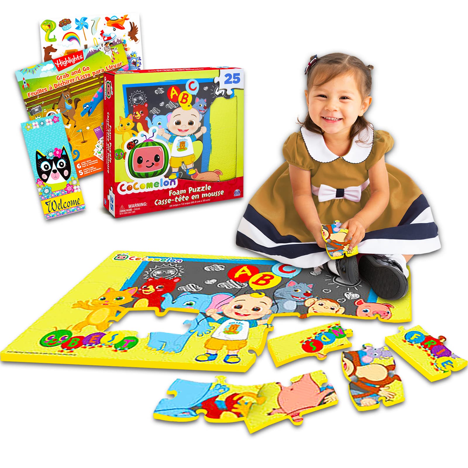 CO CO cocomelon Floor Puzzle for Toddlers - cocomelon 25 Piece Foam Puzzle Bundle with ...
