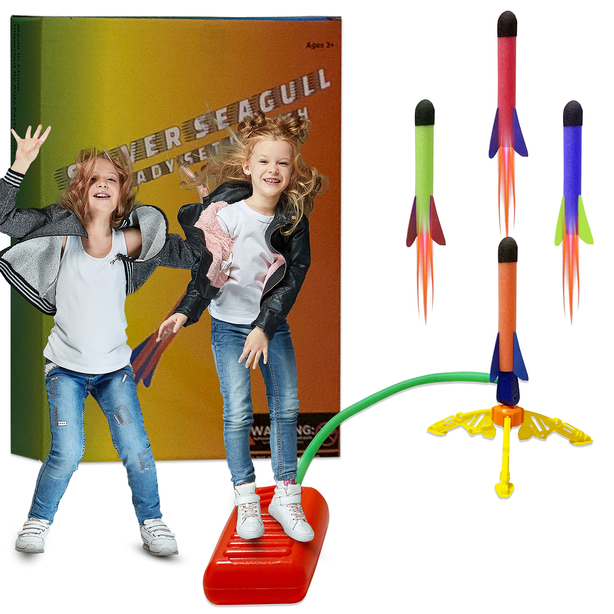 SilverSeagull Rocket Launcher for Kids - 4 colorful Foam Rockets ...