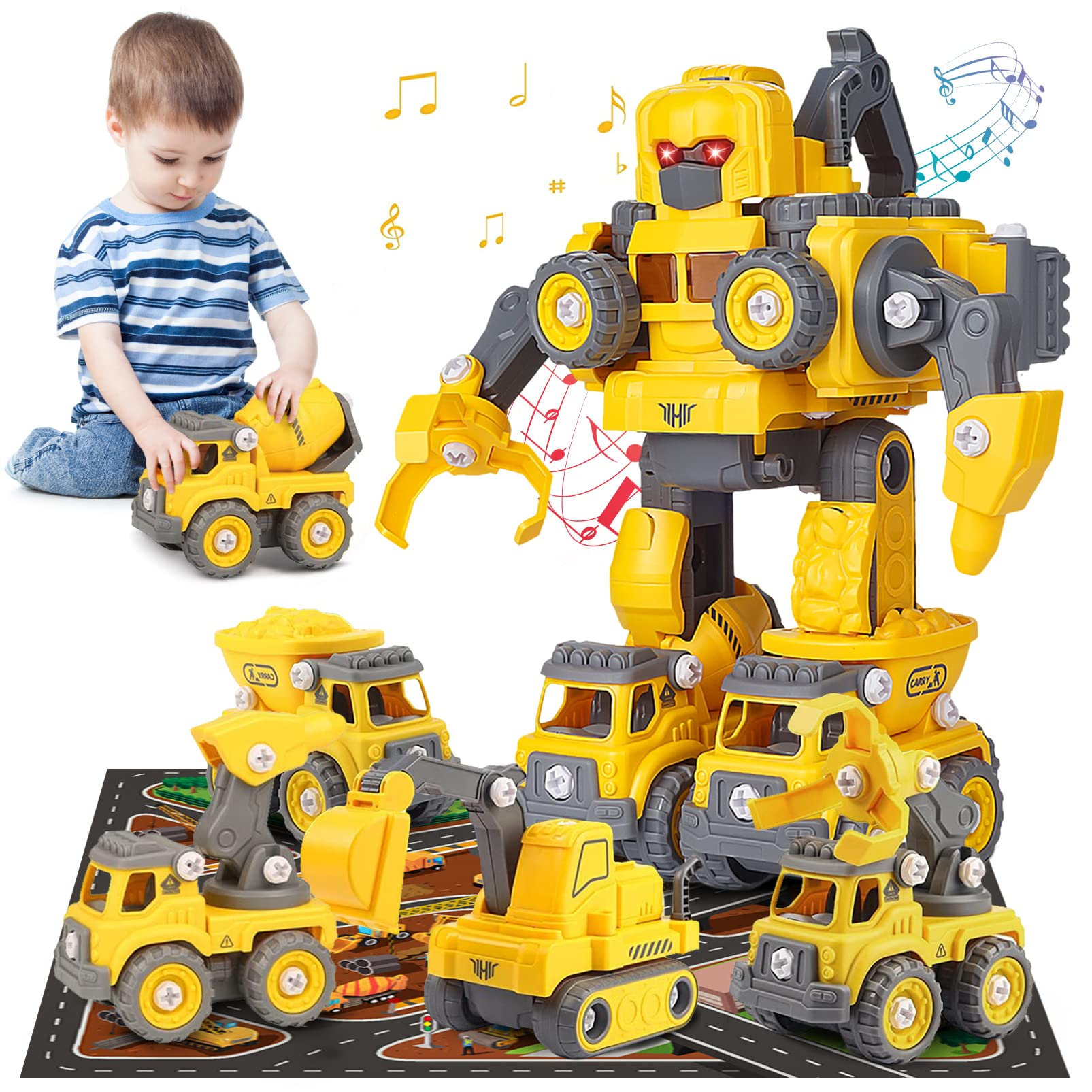 Tusivo Transformer Toys for 4 -8 Year Old Boys, Take Apart Robot Toys ...