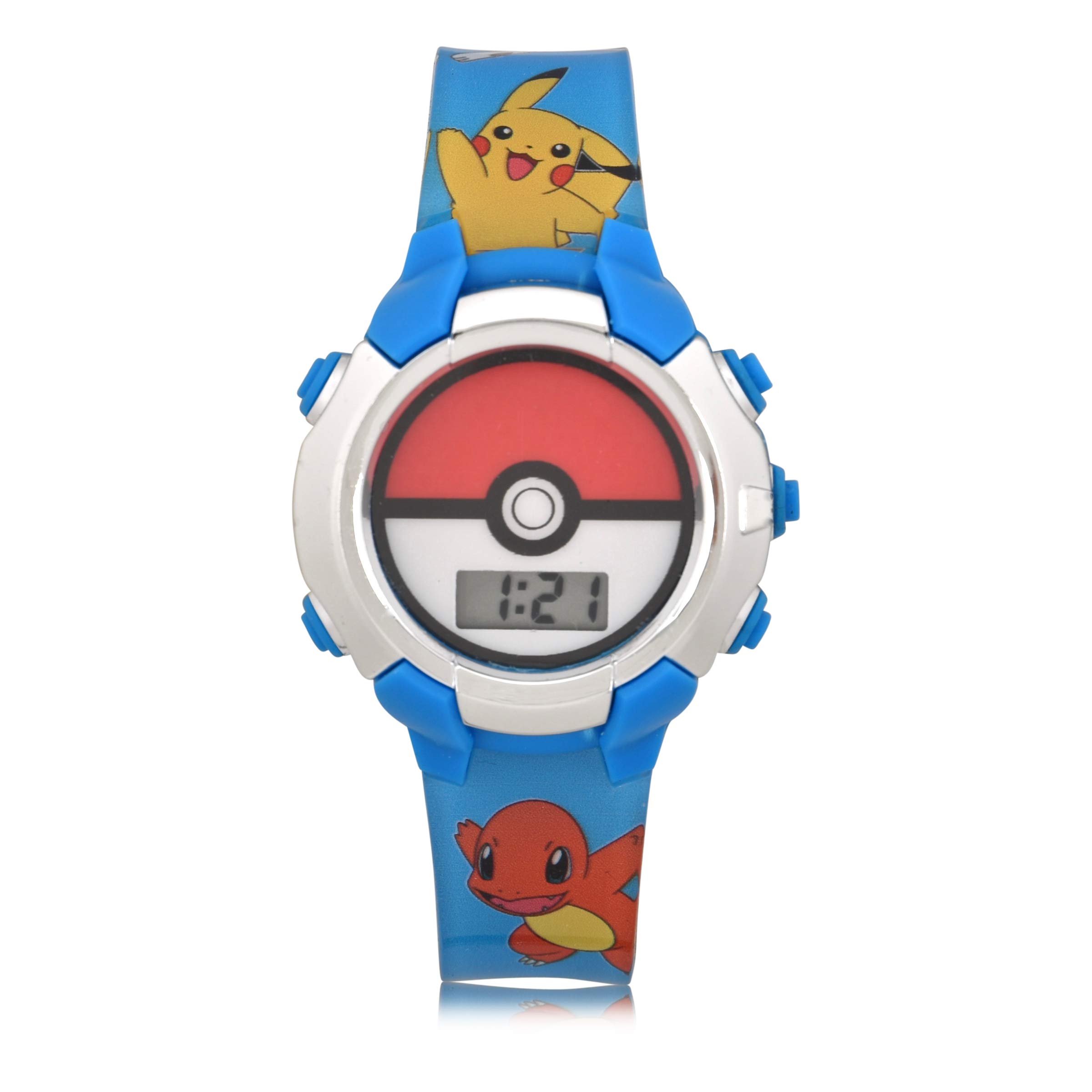 Accutime Kids Pokemon Pokeball Digital LcD Quartz Blue Wrist Watch with ...