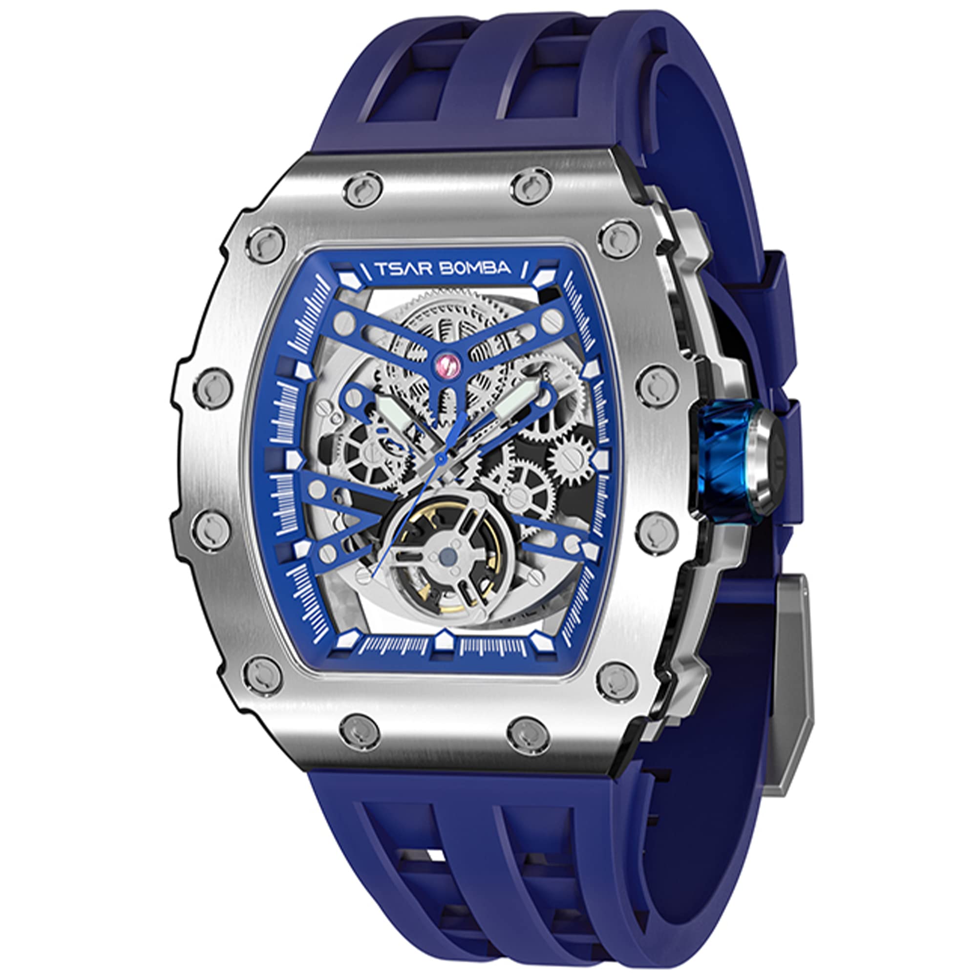 Mens Watch TSAR BOMBA Automatic Watches Luxury tonneau Mens Watch 5ATM ...