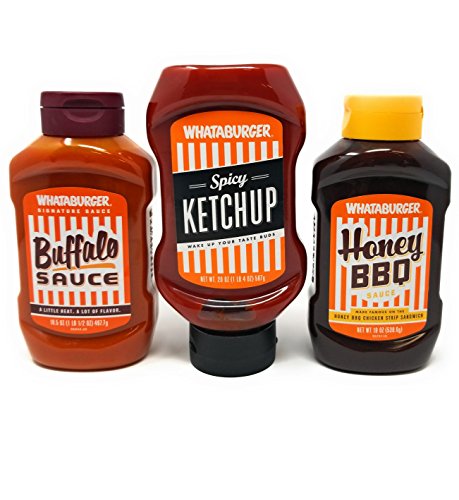 WHATABURgER Sauce Bundle ( 20 oz Spicy Ketchup Bottle 16.5 Oz Buffalo ...