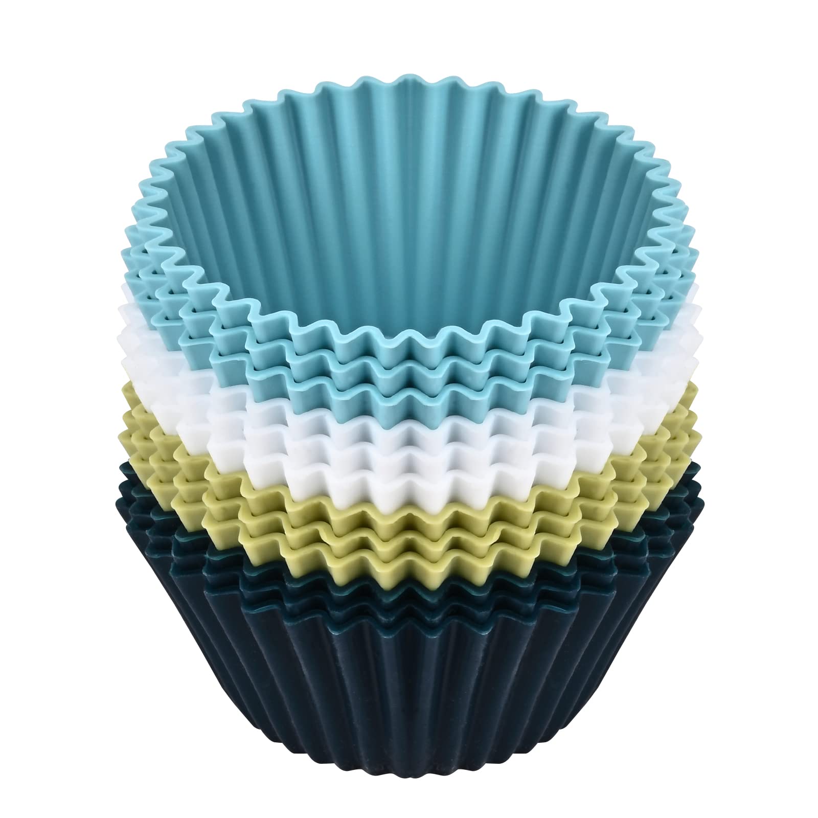 Elyum 12 Pack Silicone Cupcake Liners, Silicone Baking Cups Muffin Cups ...