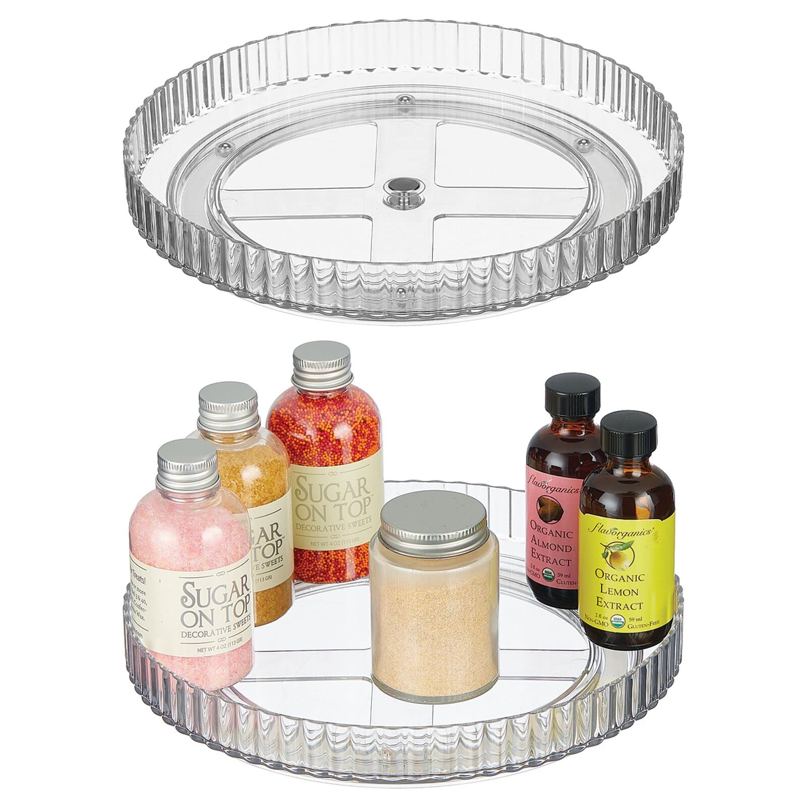 Mdesign Fluted Lazy Susan Turntable Plastic Spinner For Kitchen And ...