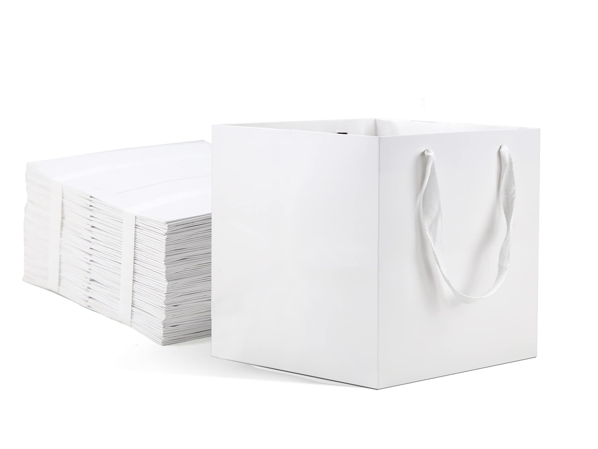 Huaprint White Paper Bags With Handles Gift Bags Bulk 24 Pack 8X8X8Inch huaprint-white-paper-bags-with-handles-gift-bags-bulk-24-pack-8x8x8inch