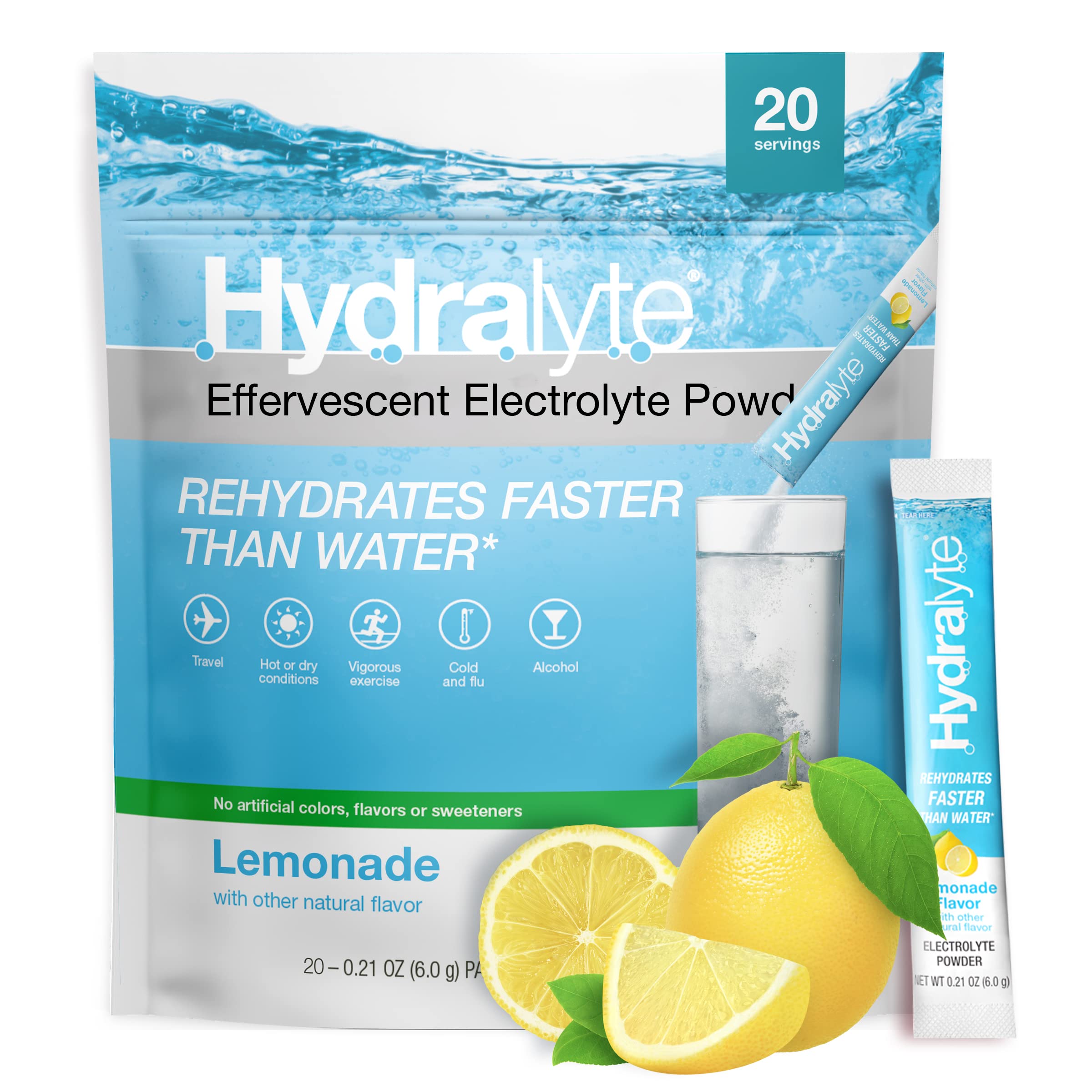 Hydralyte Electrolyte Powder Packets Lemonade Hydration Packets Easy ...