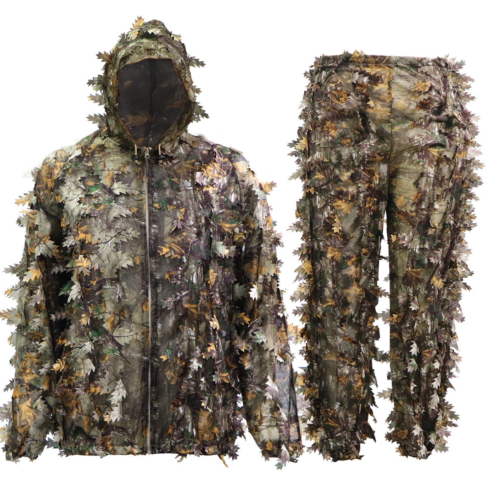 Mophoto Ghillie Suit 3D Leafy Camo Hunting Suits, Woodland Gilly Suits Gillies Suits For Men ...